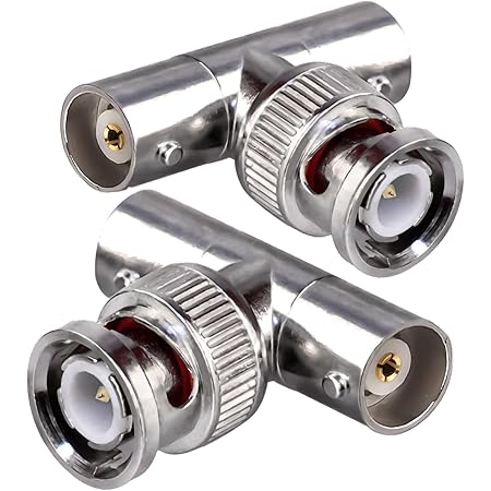 Amazon.com: BNC T Adapter - T-Shaped Coax Splitter - 1 Male Port to 2 Female Ports, Coaxial ...