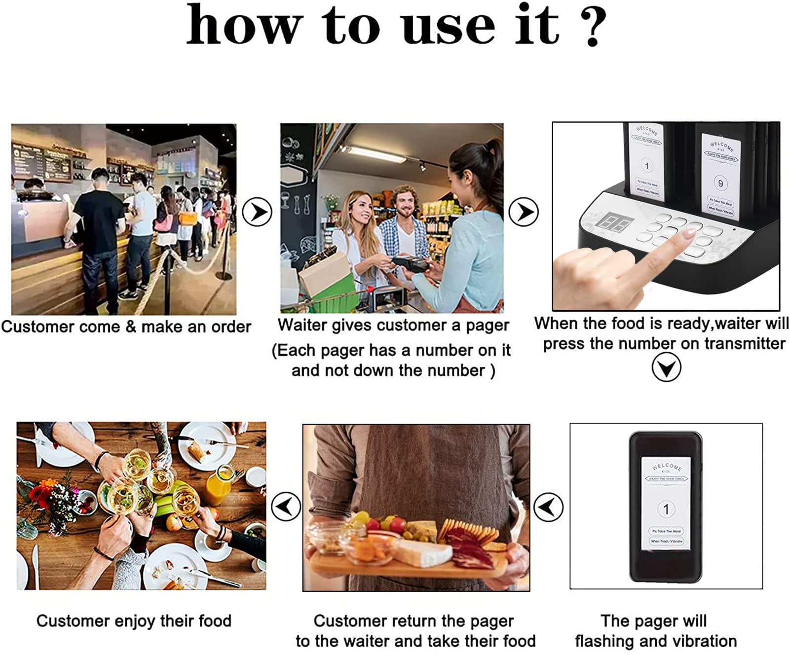 Snapklik.com : Restaurant Pager System, 16 Wireless Buzzers For ...
