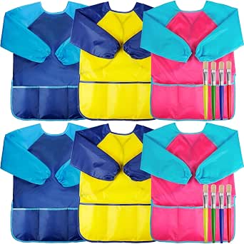 Amazon.com: PLMMOUT 6 Pack Kids Art Smocks,Toddler Art Smock,Kids ...