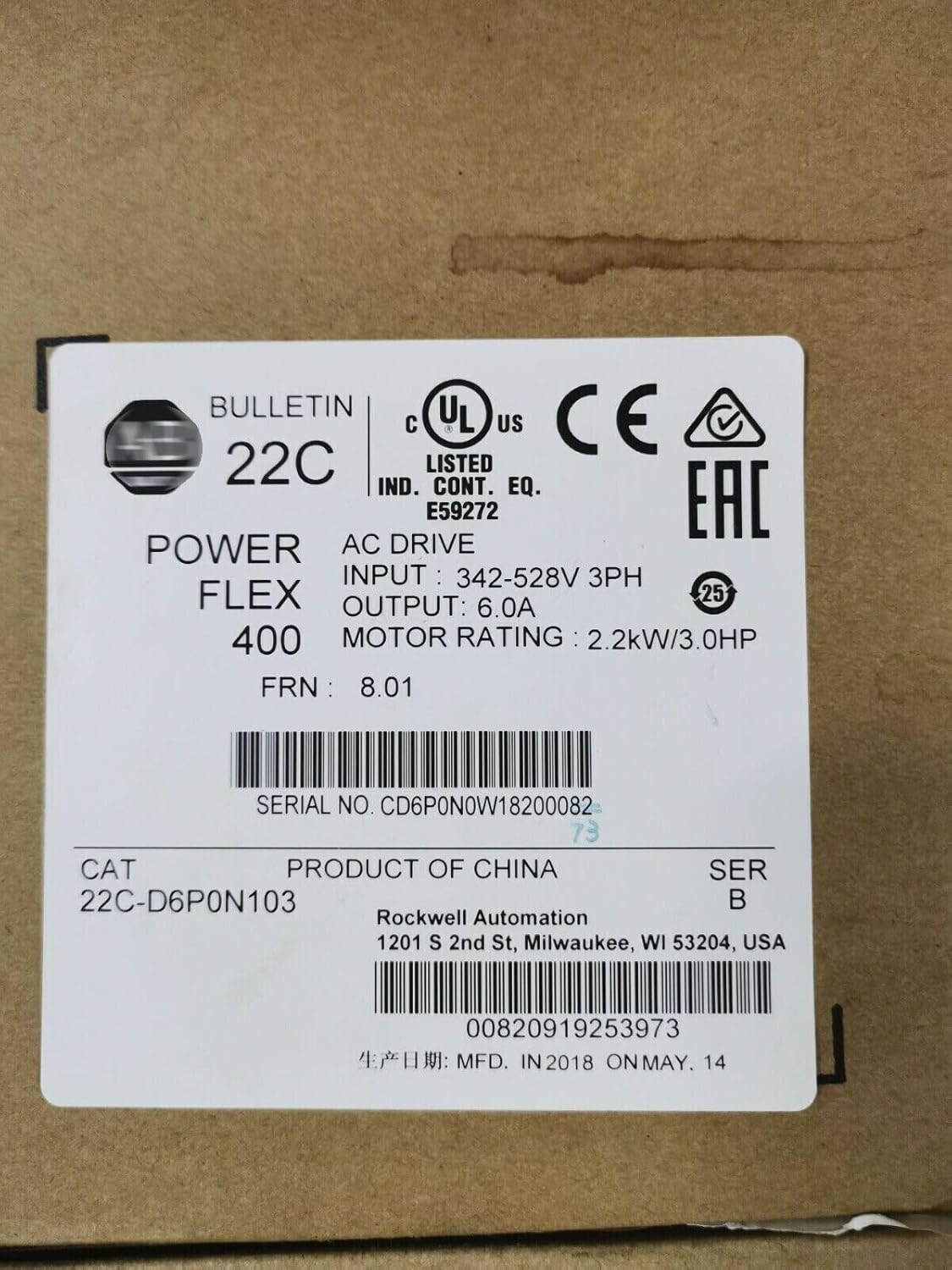 Amazon.com: 22C-D6P0N103 AC Drive, 2.2 kW, 480V AC Input, 3 PH, 50-60 ...