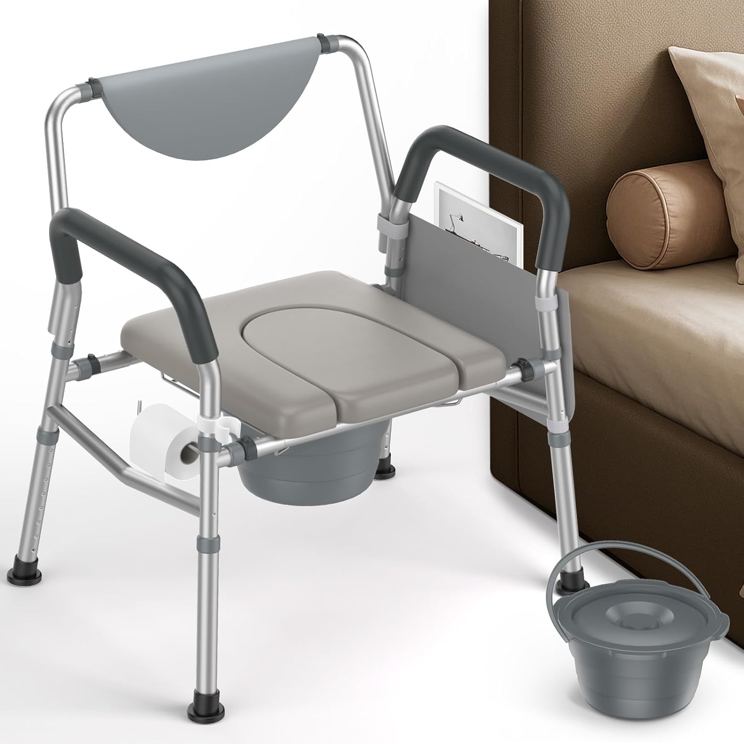 Amazon.com: HygiVital 4 in 1 Heavy Duty Bedside Commode, Height ...