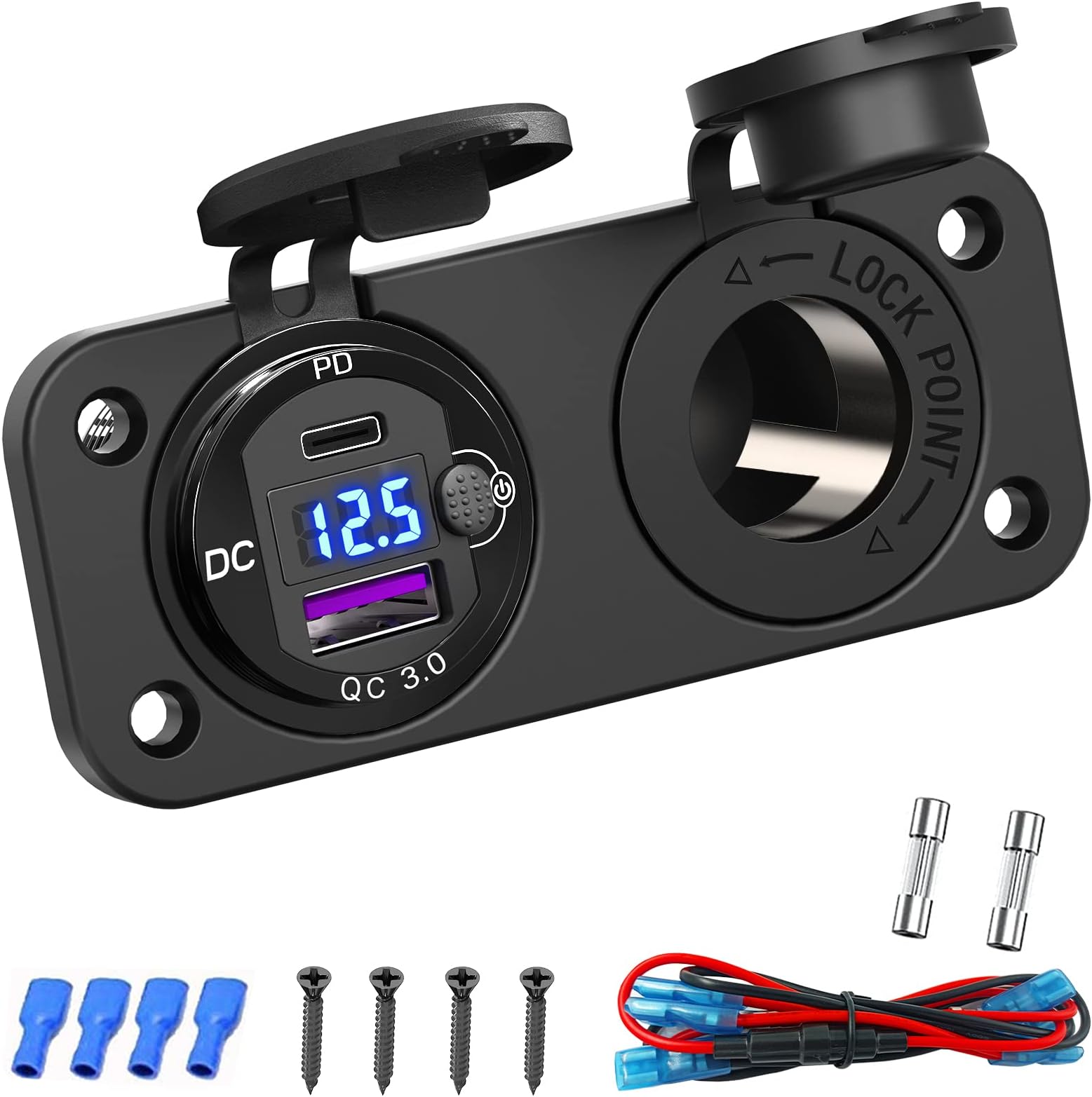 Amazon.com: 12V Socket Power Outlet, 10FT Cable 24V 216W Multi Port ...