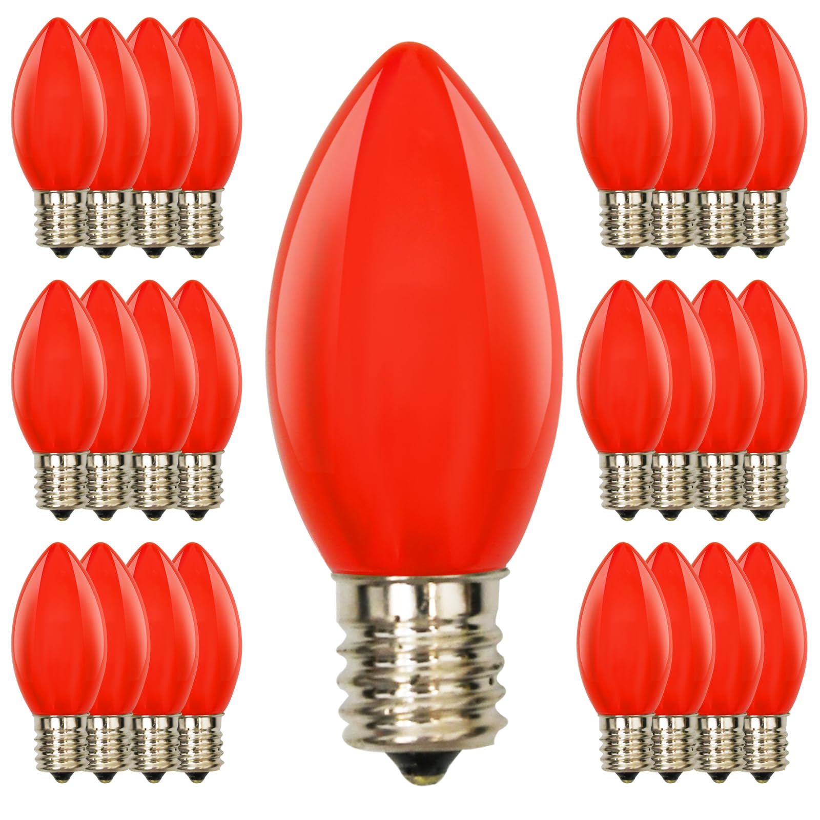 Amazon.com: Konictom 25 Pack Red Christmas Light Bulbs,C9 Glass ...