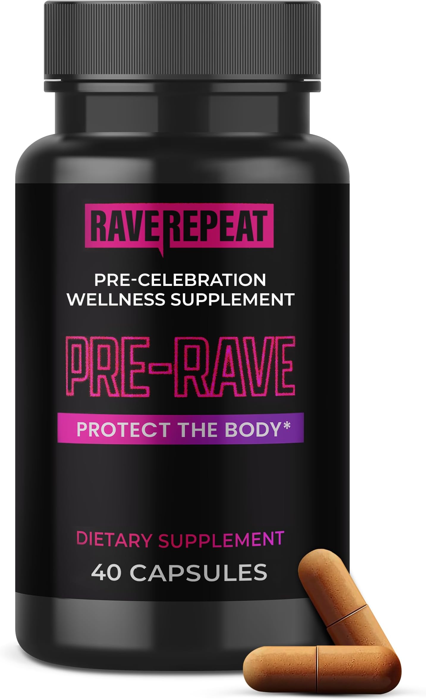 Amazon.com: Rave Repeat Pre-Rave Protection Supplement 40 Capsules ...