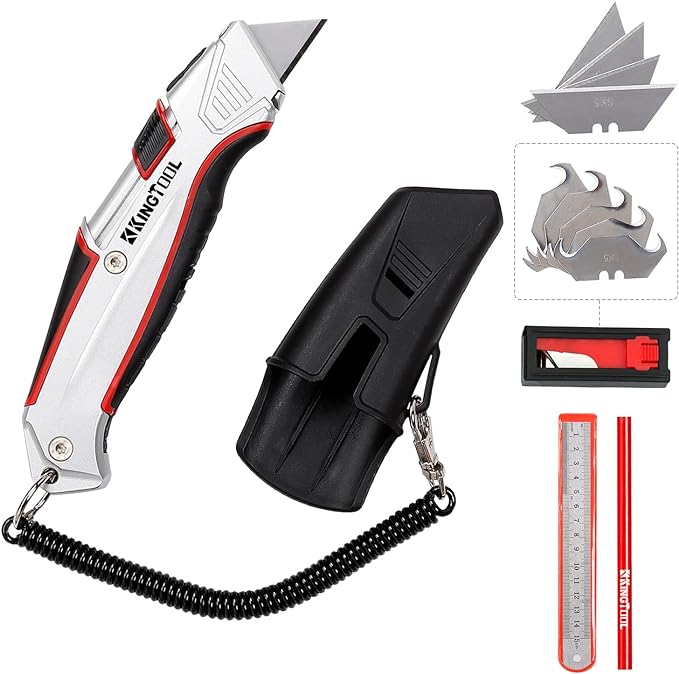 KingTool Self-Retracting Box Cutter with Holster & Belt Clip, Auto ...
