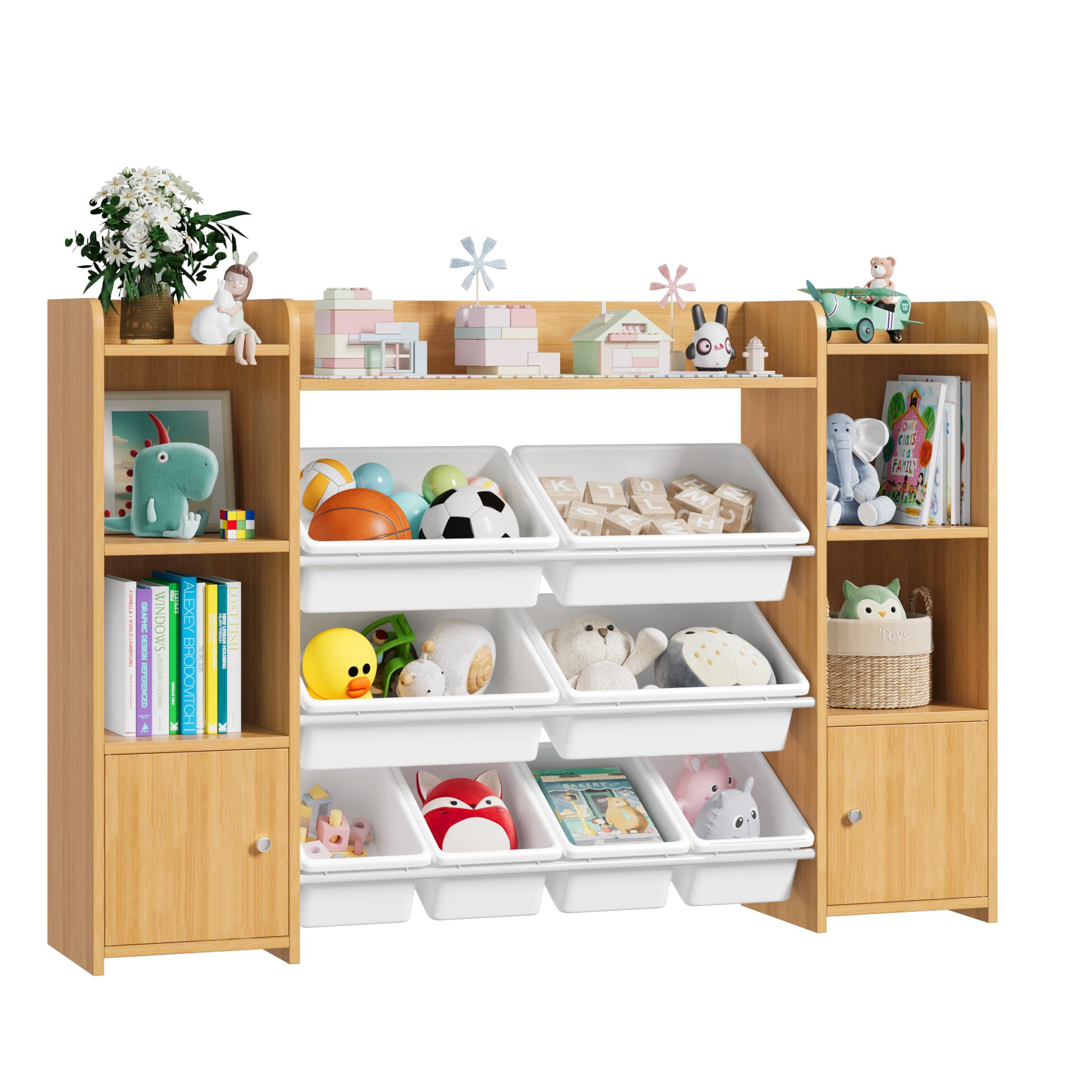Amazon.com: FOTOSOK 55''Large Toy Storage Organizer with 8 Toy Bins ...