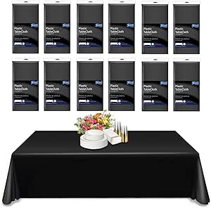 Amazon.com: Vrisssot 12-Pack Black Plastic Tablecloth-54 x 108 in ...