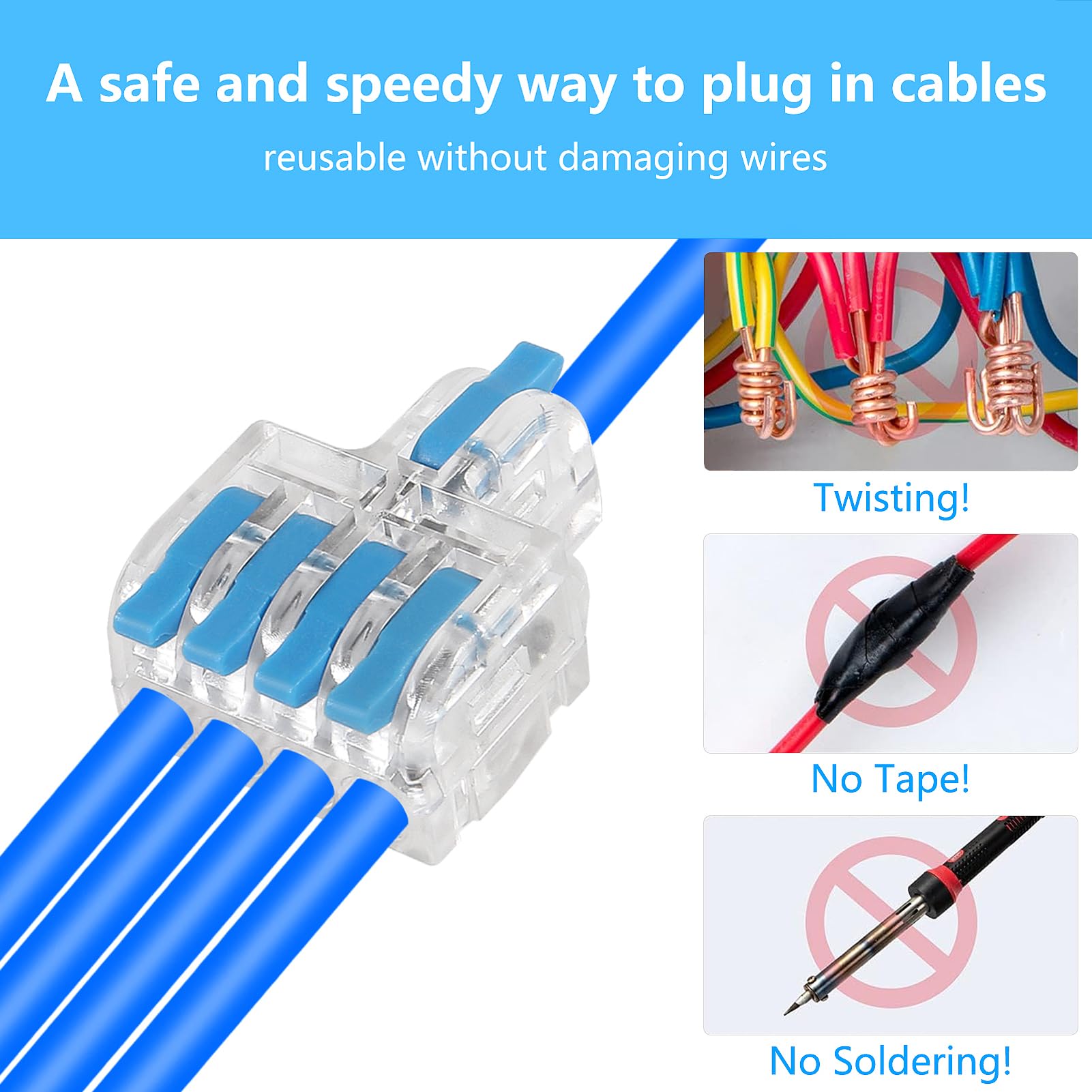 Snapklik.com : 20pcs Lever Wire Connectors, 1 In 4 Out Connectors For ...