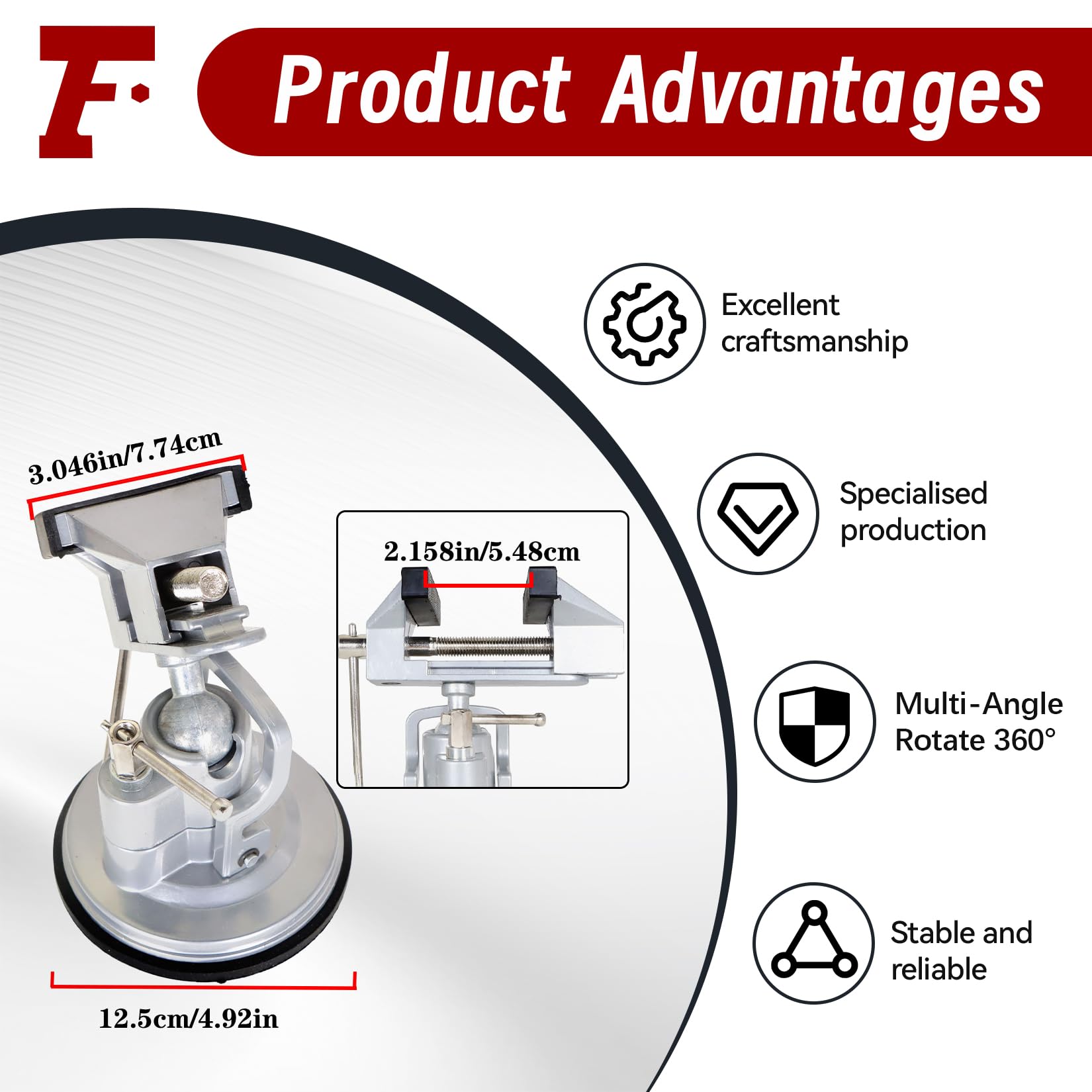 Snapklik.com : Findmall Suction Vacuum Base Vise Portable Base Vise 3. ...