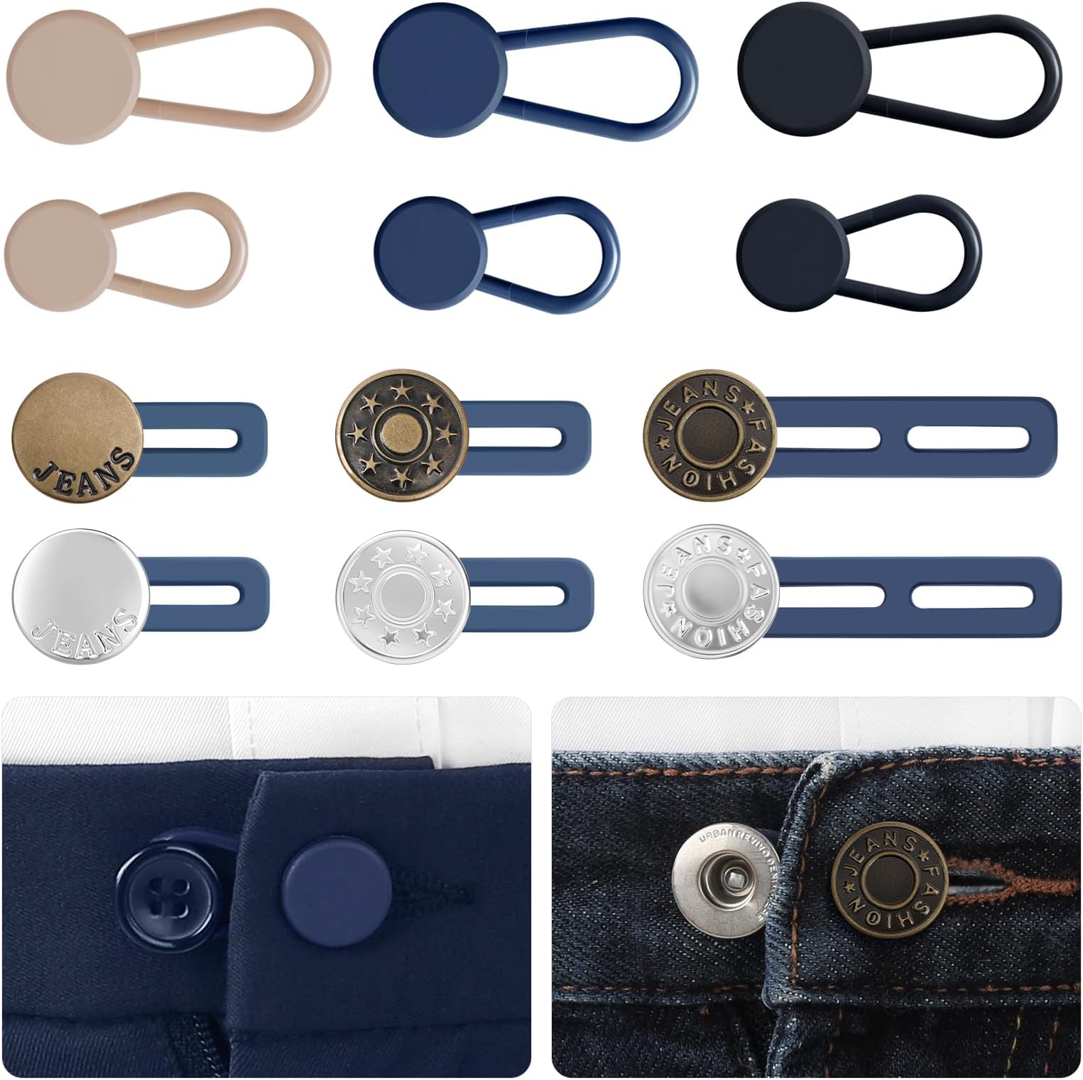Amazon.com: Flex Button Pant Waist Extender 3-Pack - Adds 1-2 inches ...