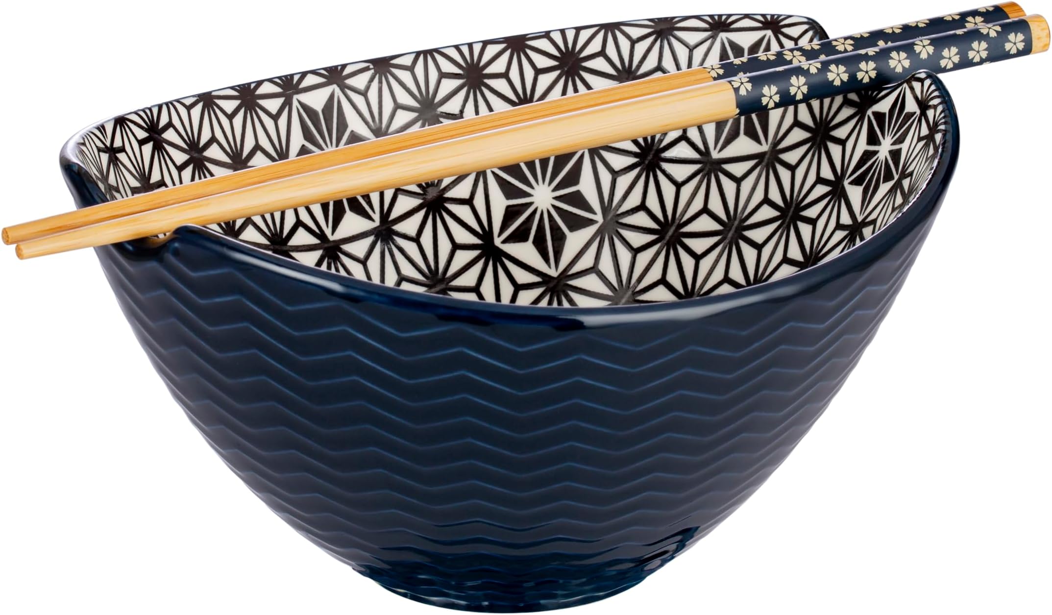 Amazon.com: Signature Housewares Pad Print Blue/Black Ceramic Oval ...
