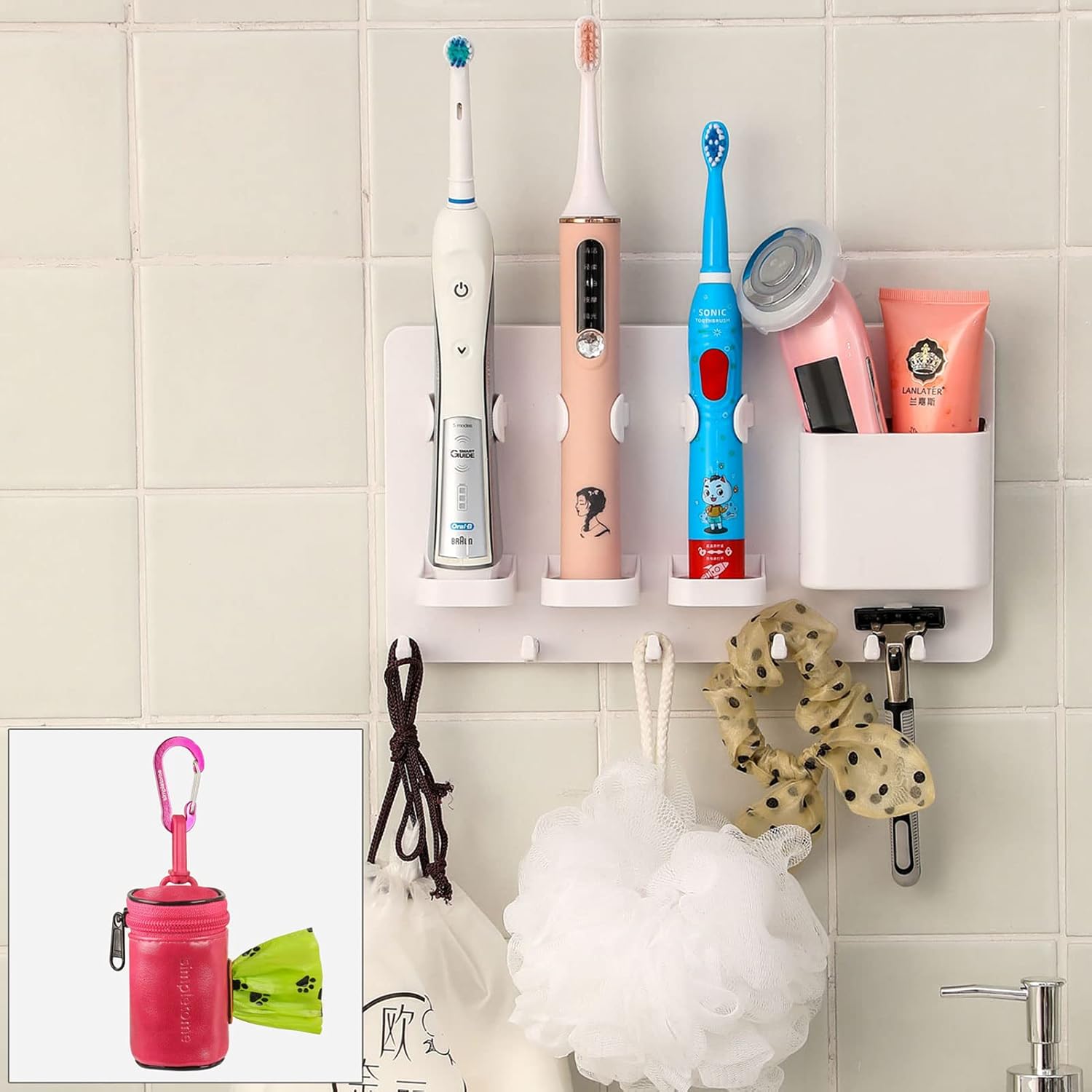 Amazon.com: simpletome Adhesive Electric Toothbrush Holder + Poop Bag ...