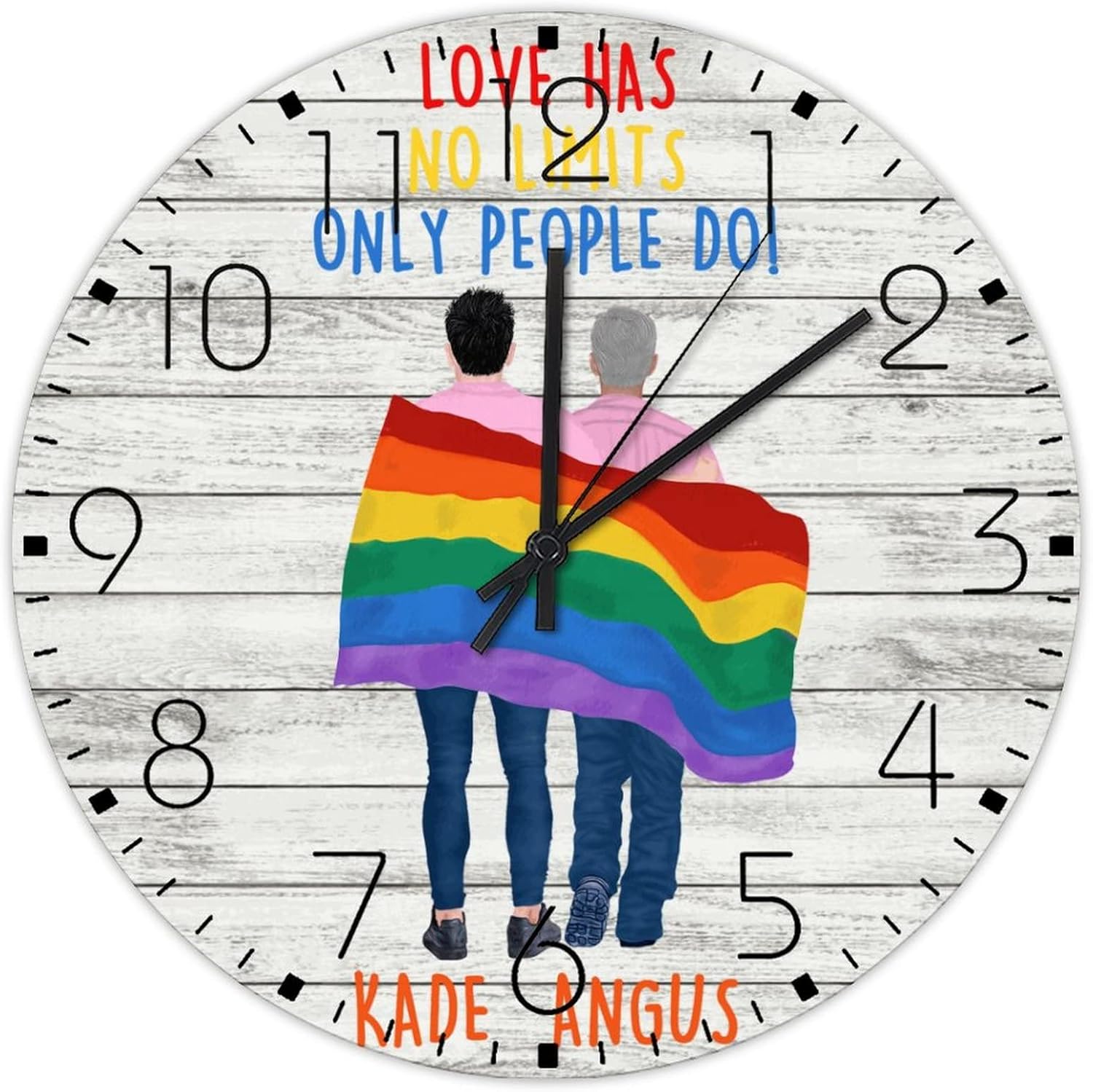 Amazon.com: Wood Wall Clock Battery Operated Non Ticking Analog Gay ...