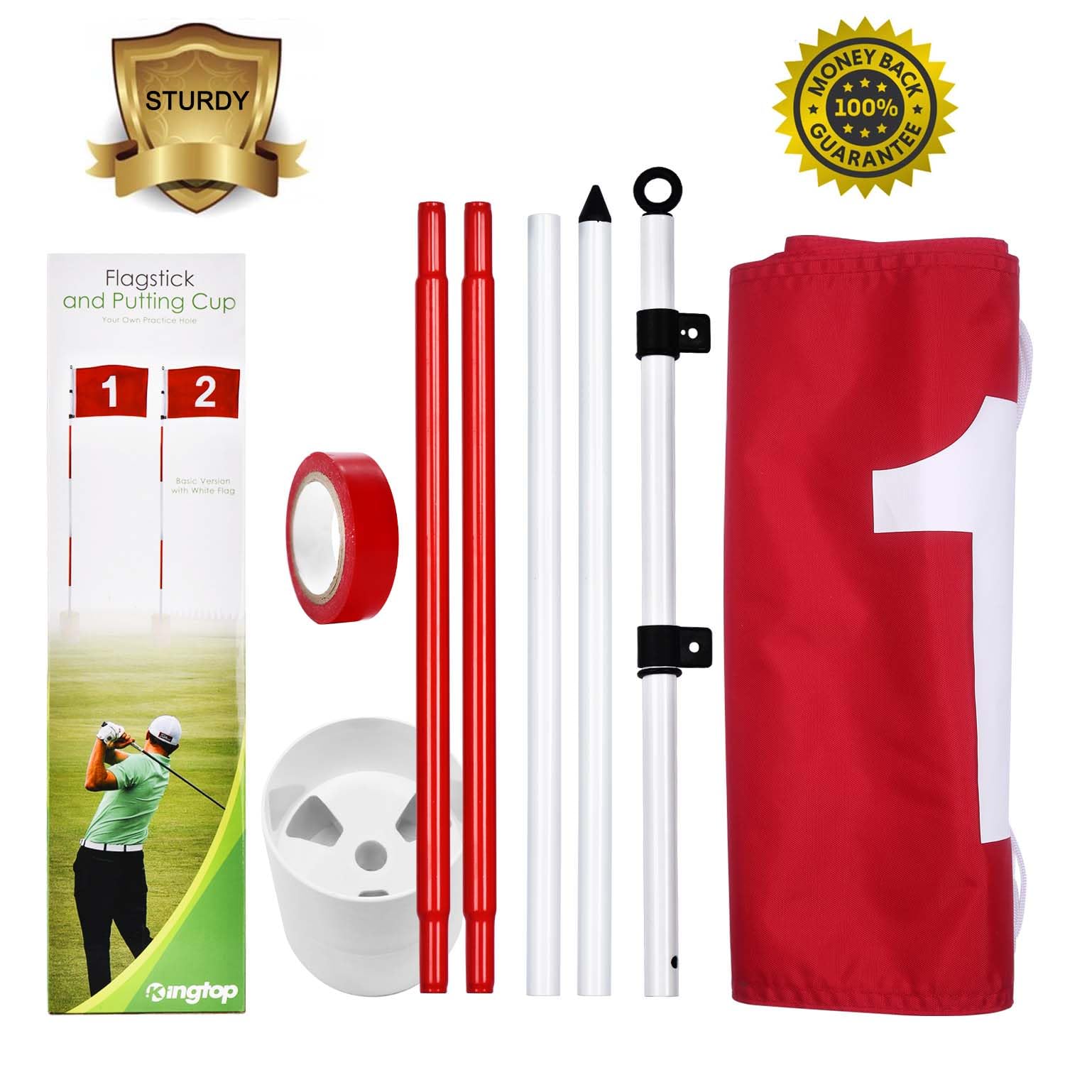 Snapklik.com : 6ft Golf Flagstick Basic, Portable Five-Section Design For Backyard Practice ...