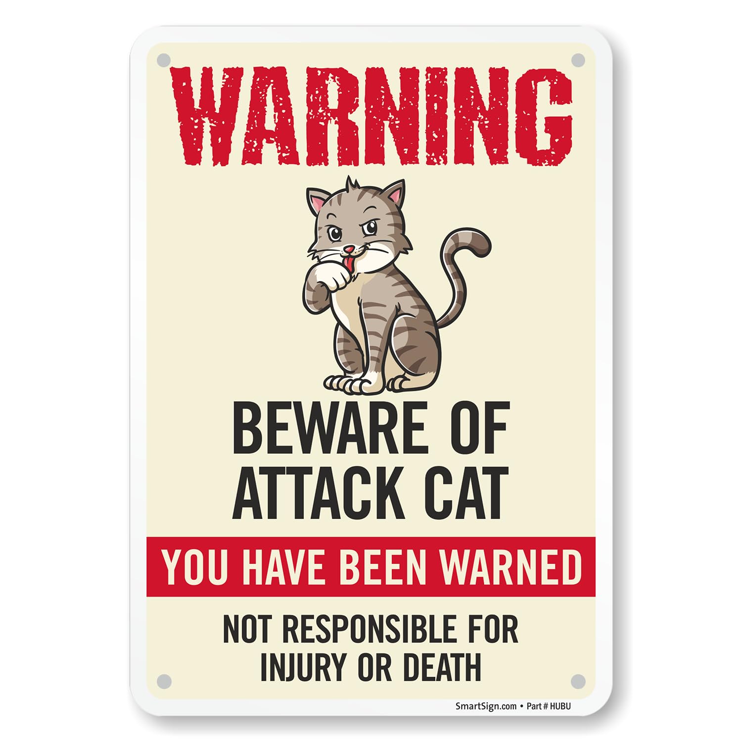 Amazon.com: SmartSign Warning Beware of Attack Cat Sign - 10" x 7", 40 ...