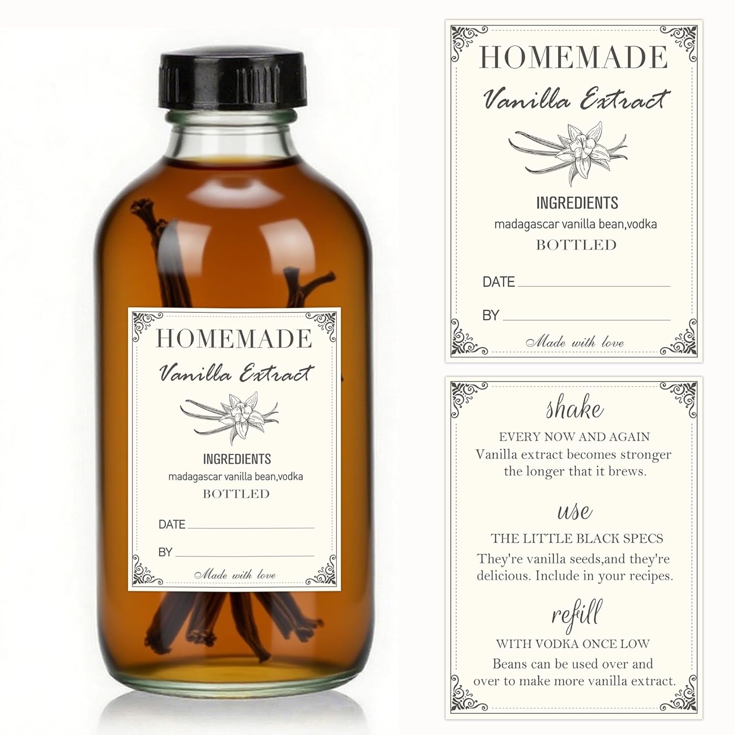 Amazon.com: 120pcs Homemade Vanilla Extract Stickers with Instructions ...