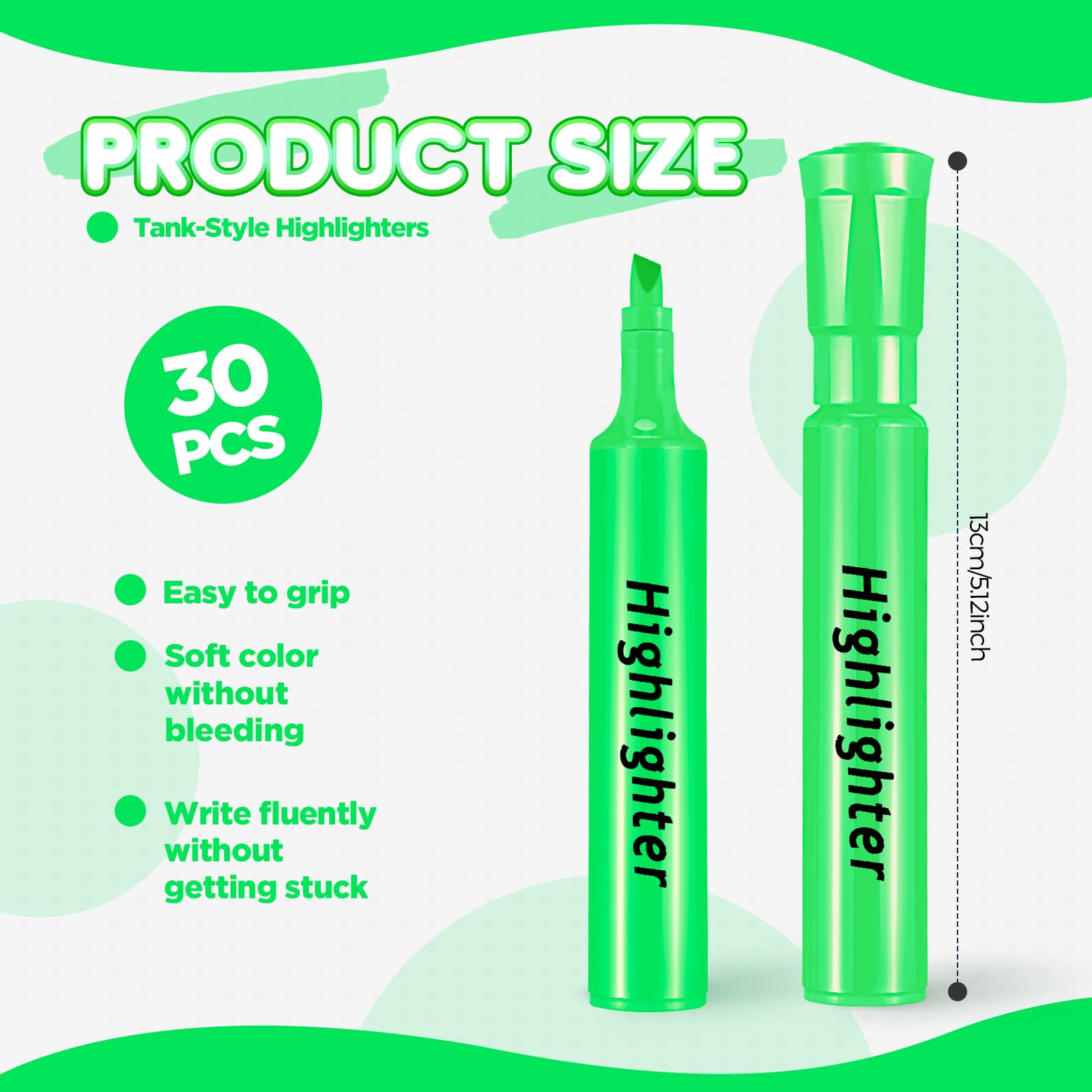 Snapklik.com : Qilery 30 Pack Highlighters Bulk, Tank Style Chisel Tip ...
