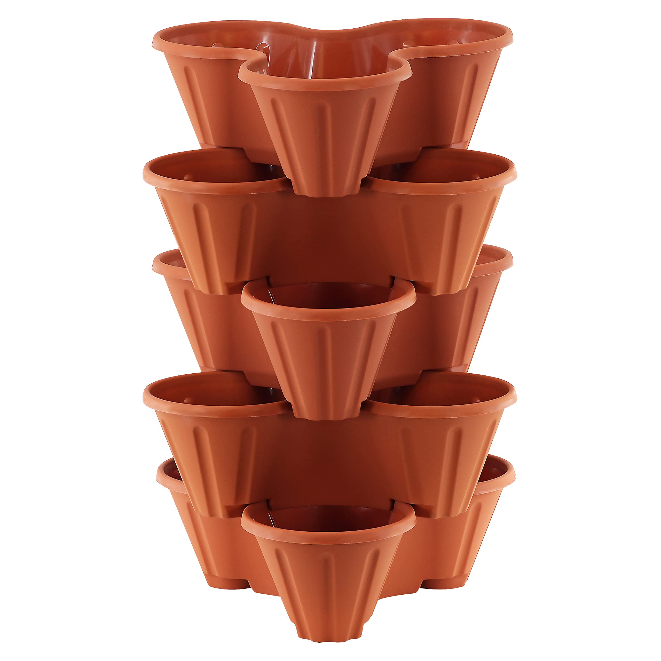 GEEZY Stackable Triple Plastic Planter Garden Flower Pot Plants ...