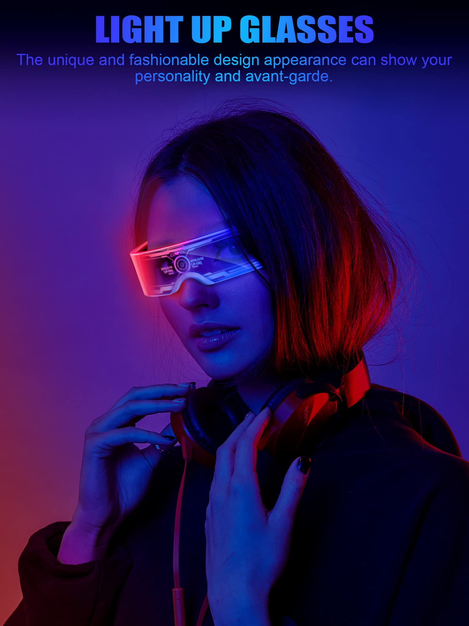 Snapklik.com : TOODOO 4 Pairs LED Visor Glasses Light Up Glasses ...