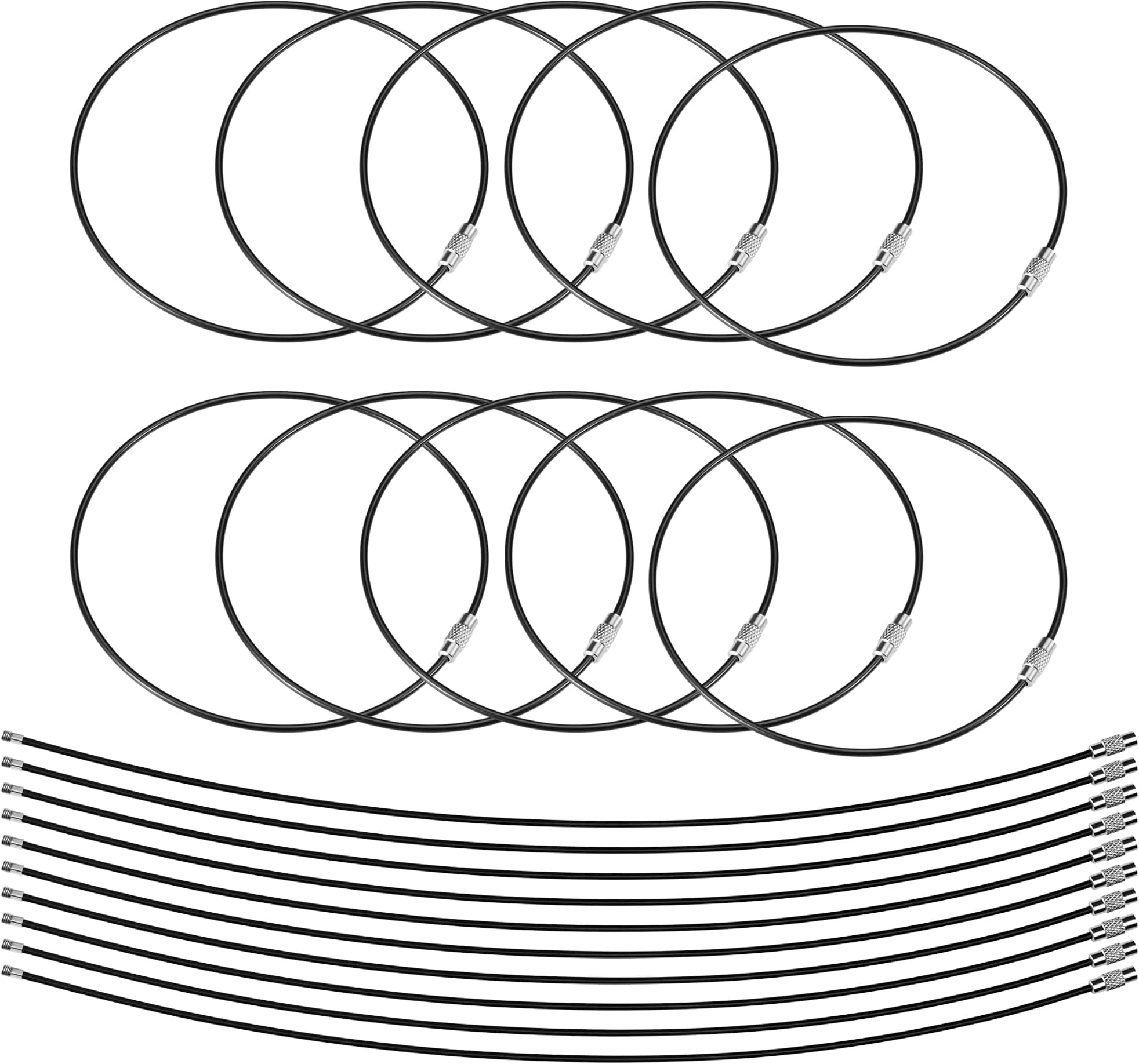 Amazon.com: 10 Inch Wire Keychain Cable,Large Stainless Steel Key Ring ...