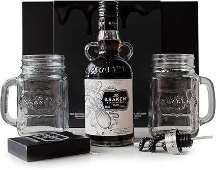 The Kraken Spiced Rum Gift Set -35cl Official Kraken Rum Black Spiced ...