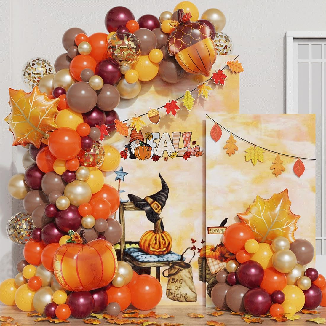 Amazon.com: Fall Balloons Garland Arch Kit, Orange Brown Burgundy Gold ...