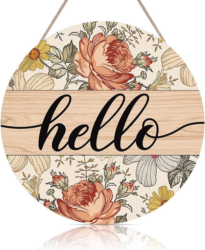 Vintage Hello Spring Sign for Front Door, Welcome Spring Wall Door Sign ...