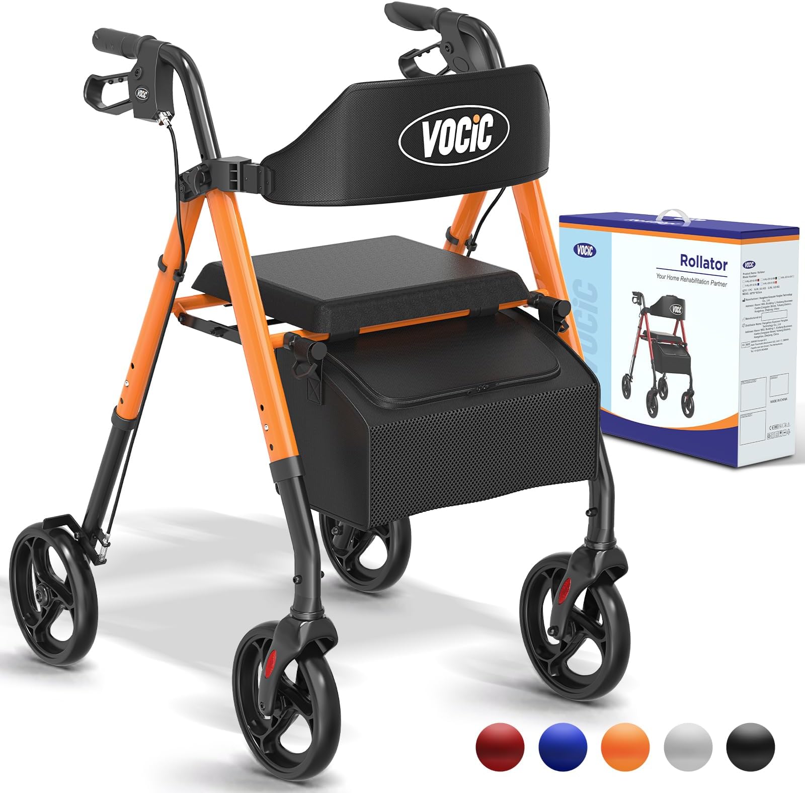 Amazon.com: Wondmed Steel Rollator Walker with 8Inch EVA Noiseless ...