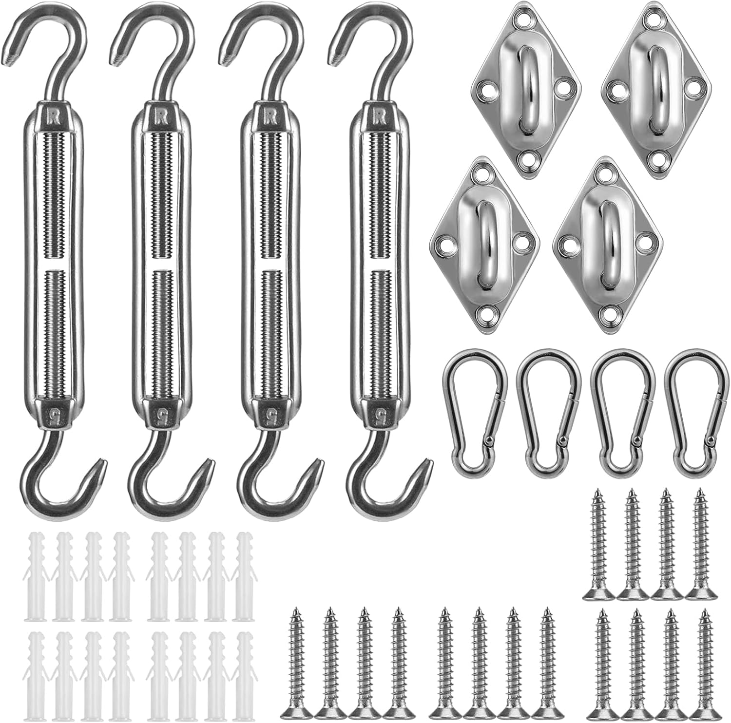 Amazon.com: 44Pcs Sun Shade Hardware Kit- Retractable 4.45'' to 7'' 304 ...