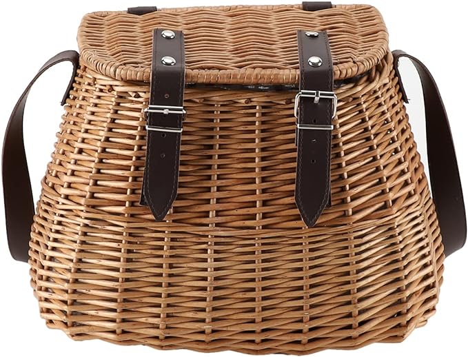 Amazon.com: Wicker Picnic Basket, Fishing Creel Basket, Carrying Gift ...