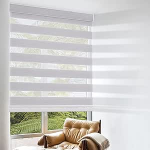 Amazon.com: Cordless Zebra Blinds for Windows, Custom Size Zebra Roller Window Blinds, Dual ...