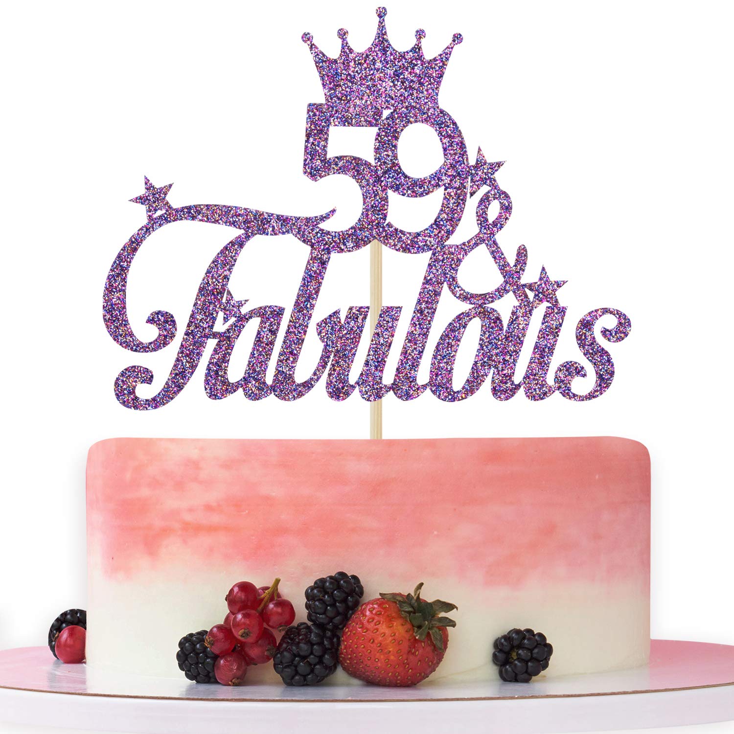 Rose Gold Glitter 59 And Fabulous Cake Topper 59th Birthday ...
