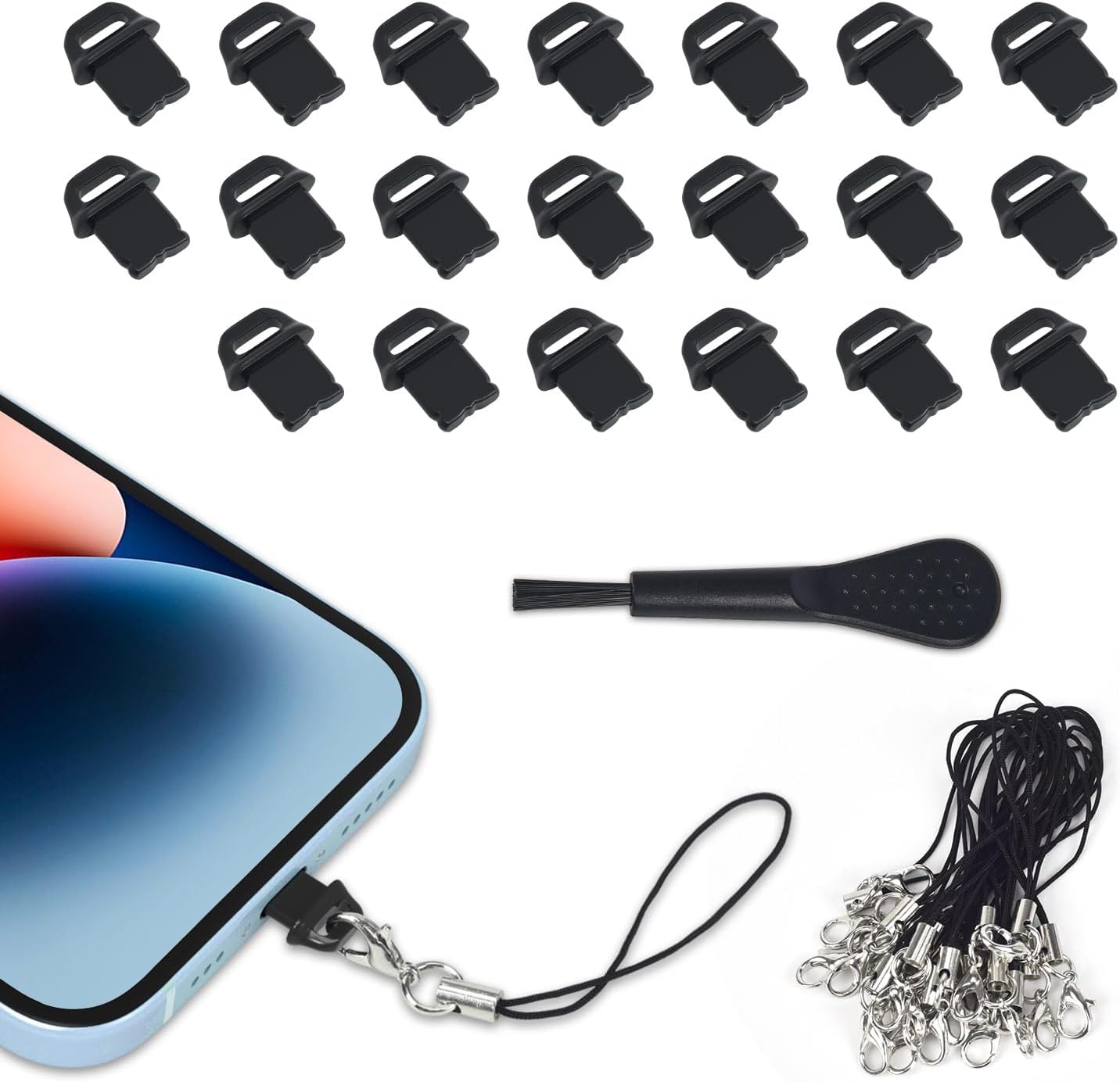 Amazon.com: 150 Pieces Anti Dust Plugs Cell Phone Charm 3.5 mm Anti ...