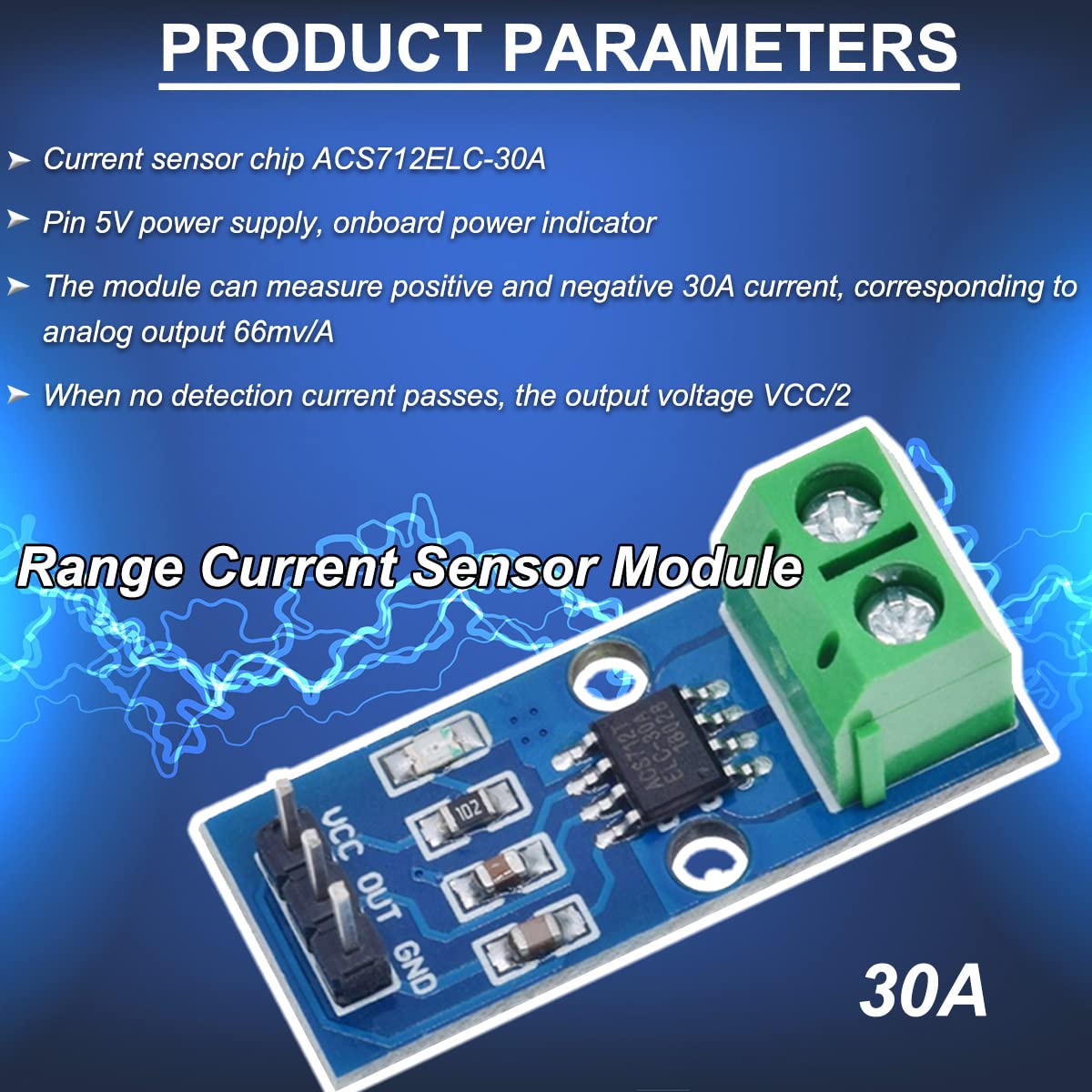 DAOKAI 5 Pcs ACS712 30A Range Current Sensor Module Chip ACS712ELC-30A ...