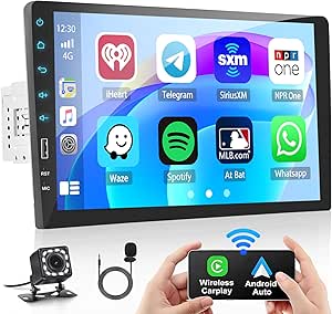 Amazon.com: Inefala Estéreo de radio de coche de un solo DIN con Carplay inalámbrico Android ...