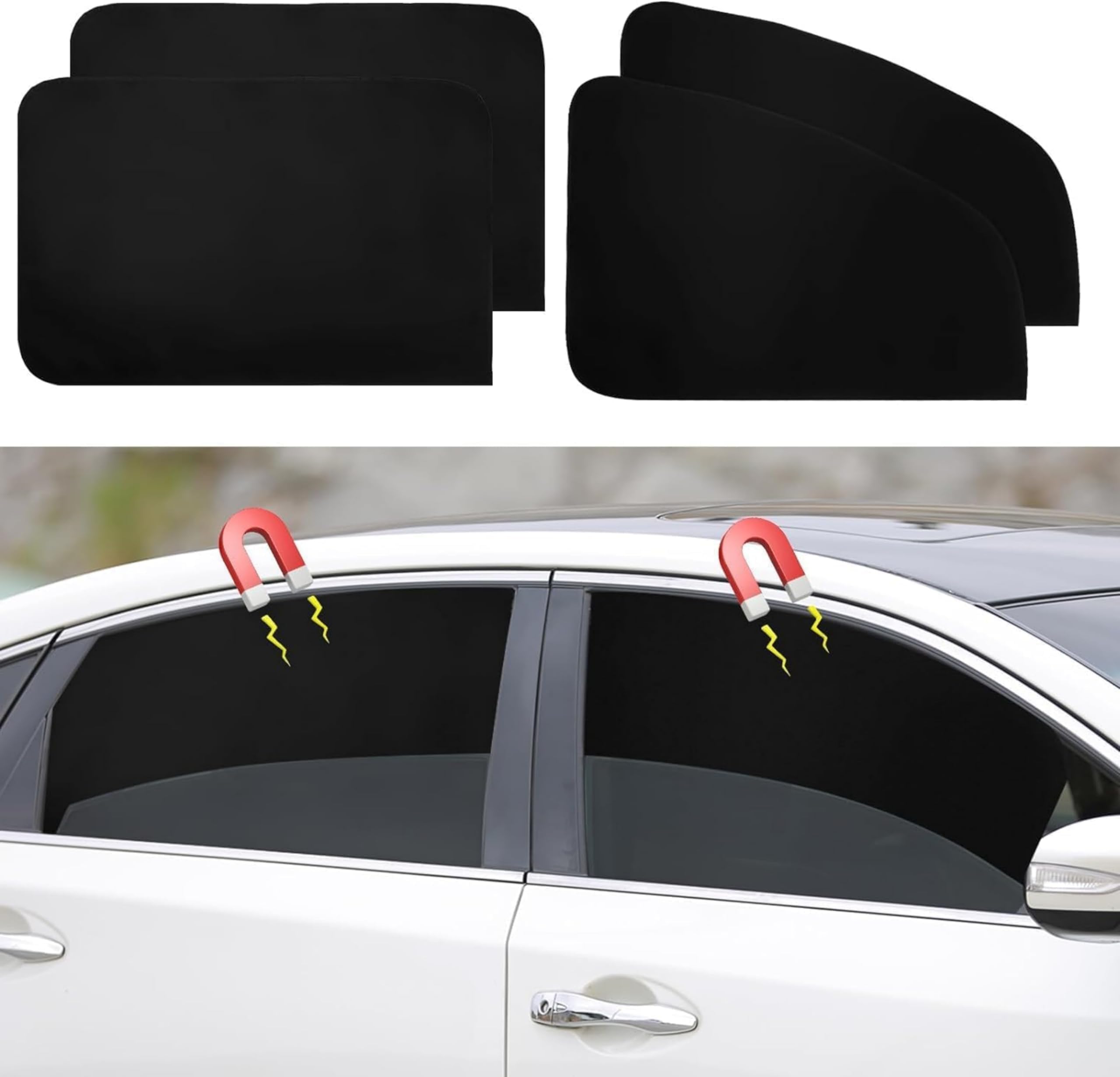 Emeralune Car Window Shades, 4 Pack Magnetic Car Priavcy Curtains, Side ...