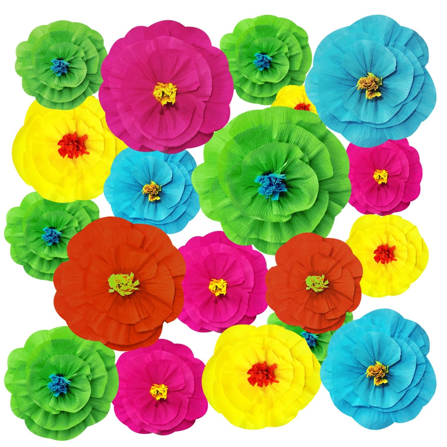 Amazon.com: YUNSTOS 20Pcs Mexican Paper Flowers Colorful Fiesta Tissue ...