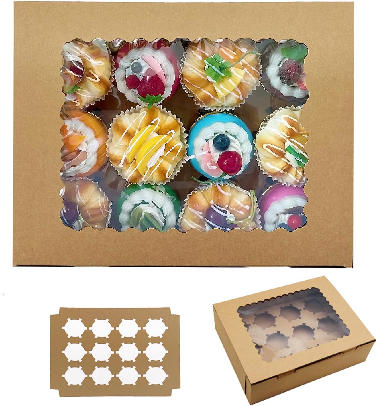 Amazon.com: Cupcake Boxes Hold 12 Standard Cupcakes, 10 Sets Cupcake ...