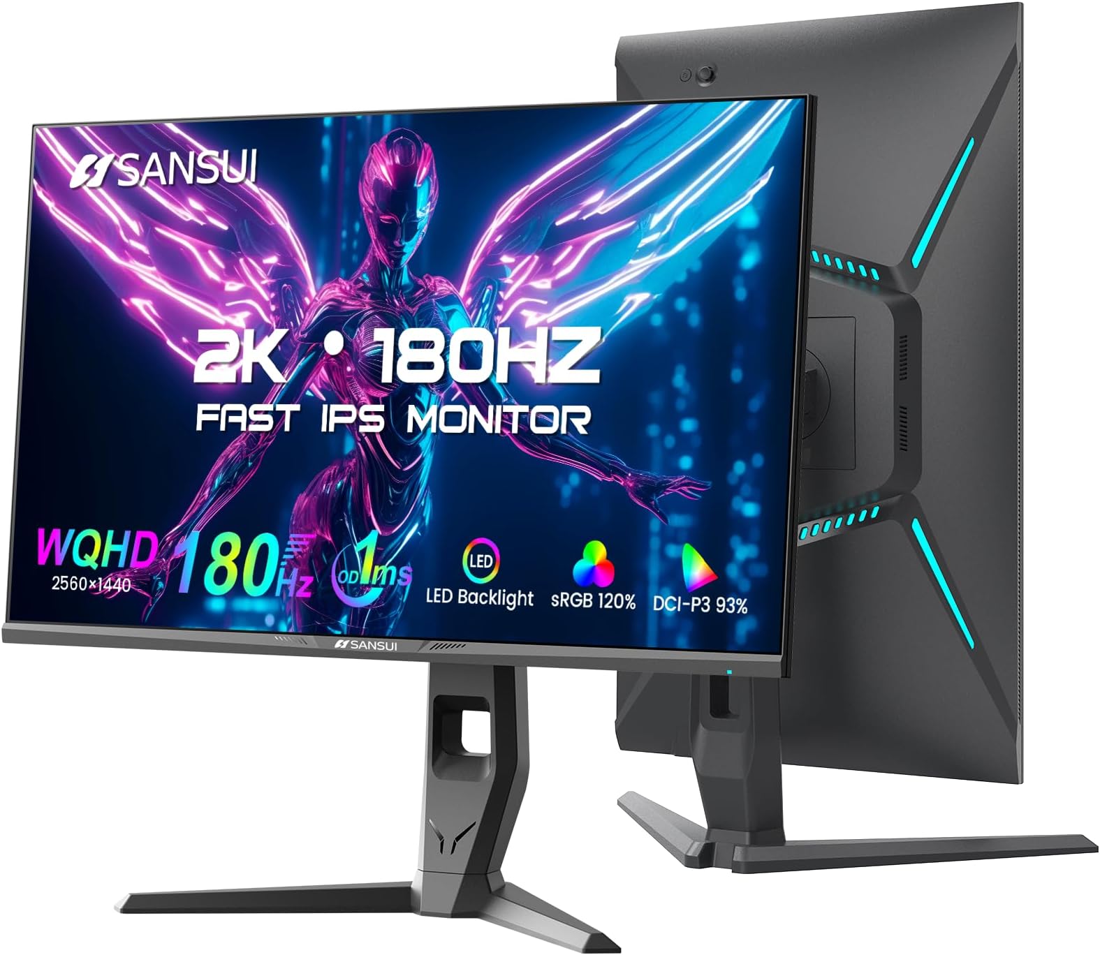 Amazon.com: SANSUI 27 inch WQHD 180Hz Gaming Monitor 1440P-AMD FreeSync ...