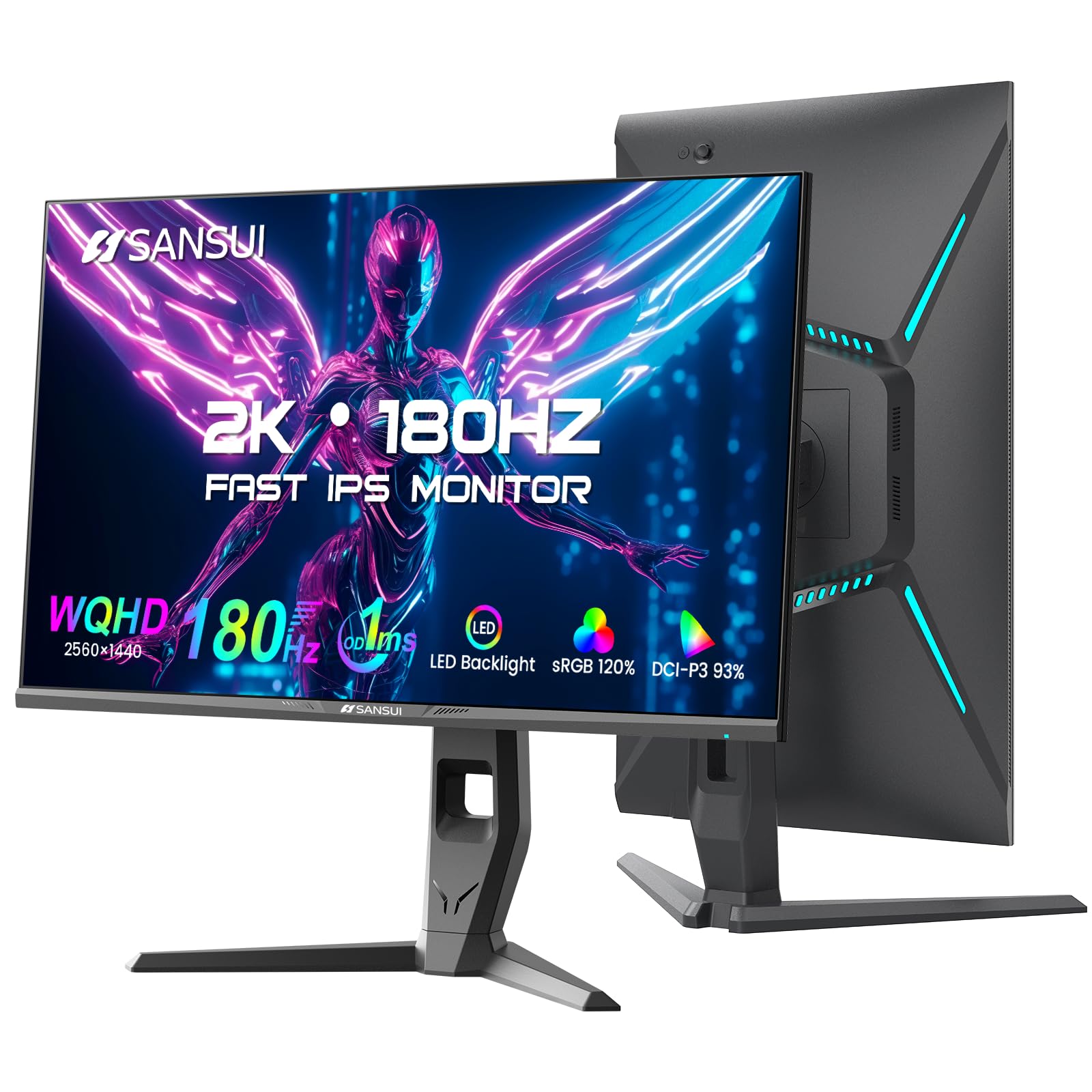SANSUI Monitor para juegos WQHD de 27 pulgadas 180Hz 1440P-AMD FreeSync ...