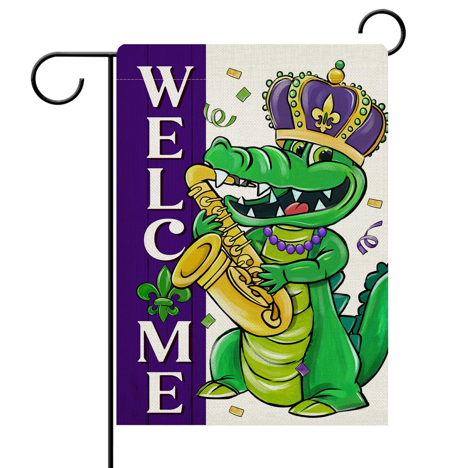 Amazon.com : Dyrenson Welcome Mardi Gras Alligator Decorative Garden ...