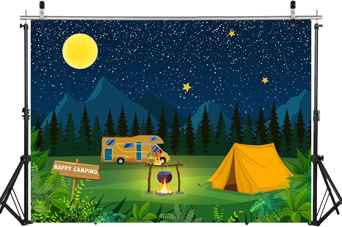 Amazon.com : WOLADA 7x5FT Happy Camping Backdrop Camping Photography ...