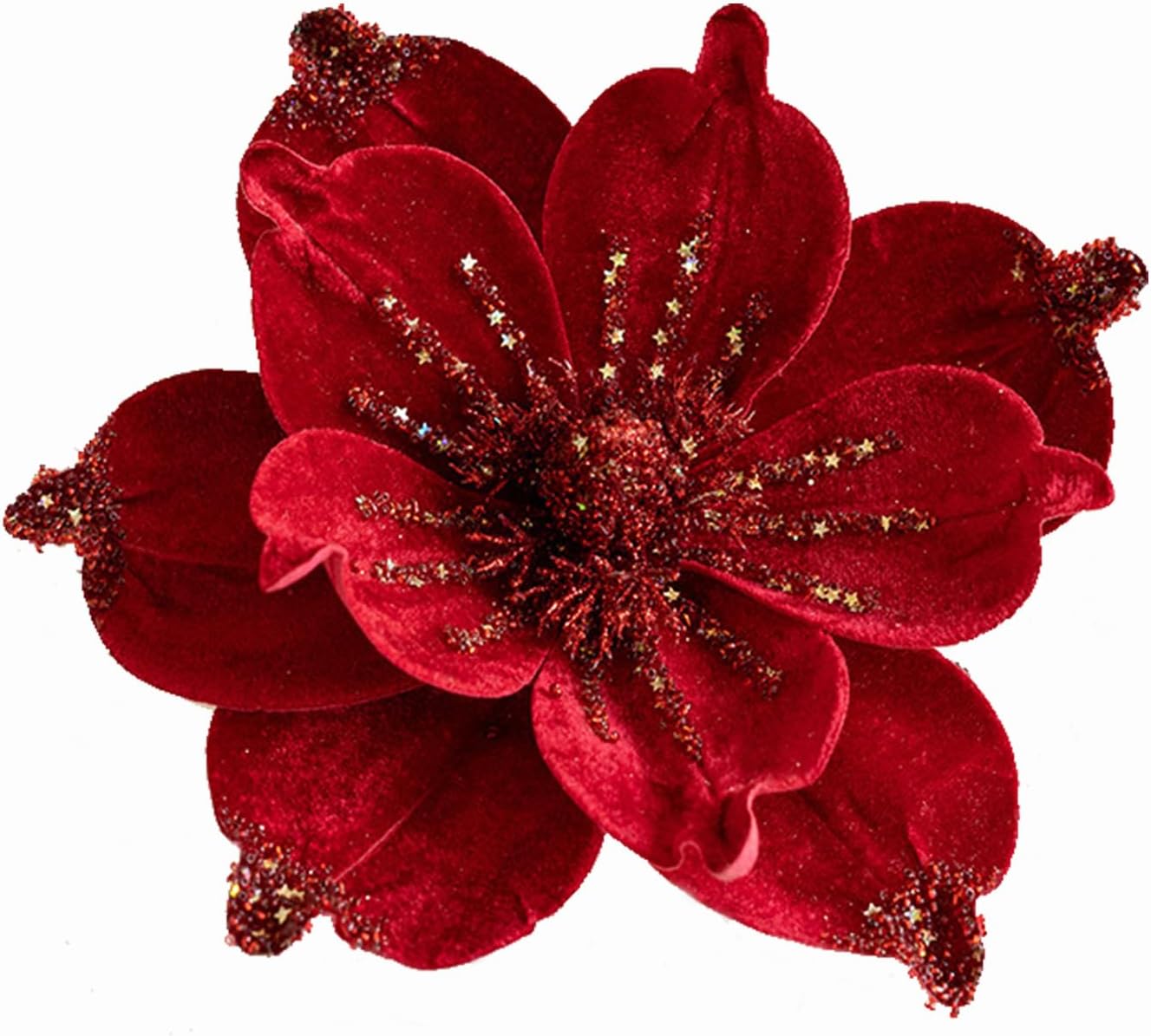 Amazon.com: SAING S A I N G 6 pcs Artificial Glitter Magnolia Flowers ...