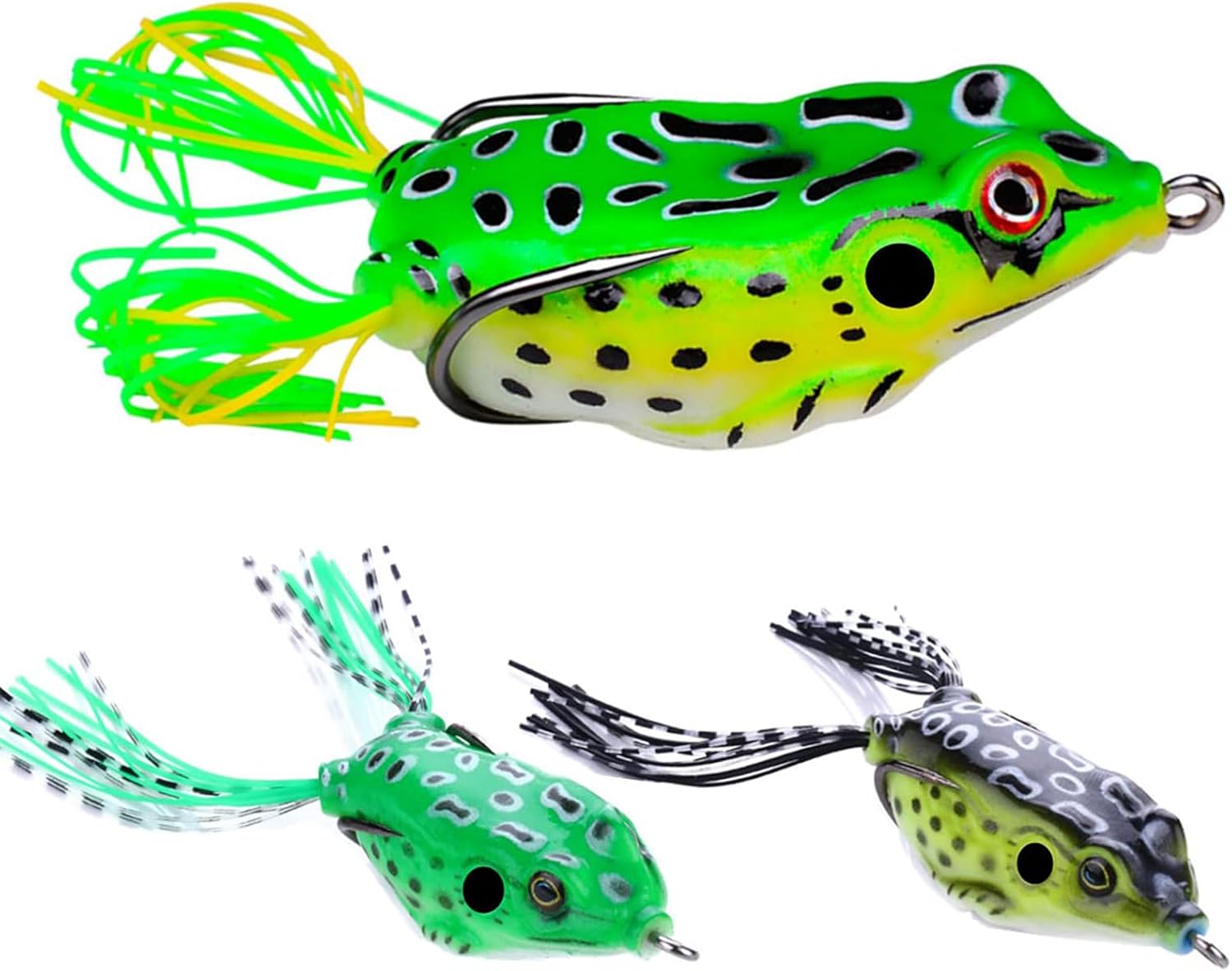3PCS Topwater Frog Lures - Soft Hollow Body Baits with 3D Eyes for Bass ...