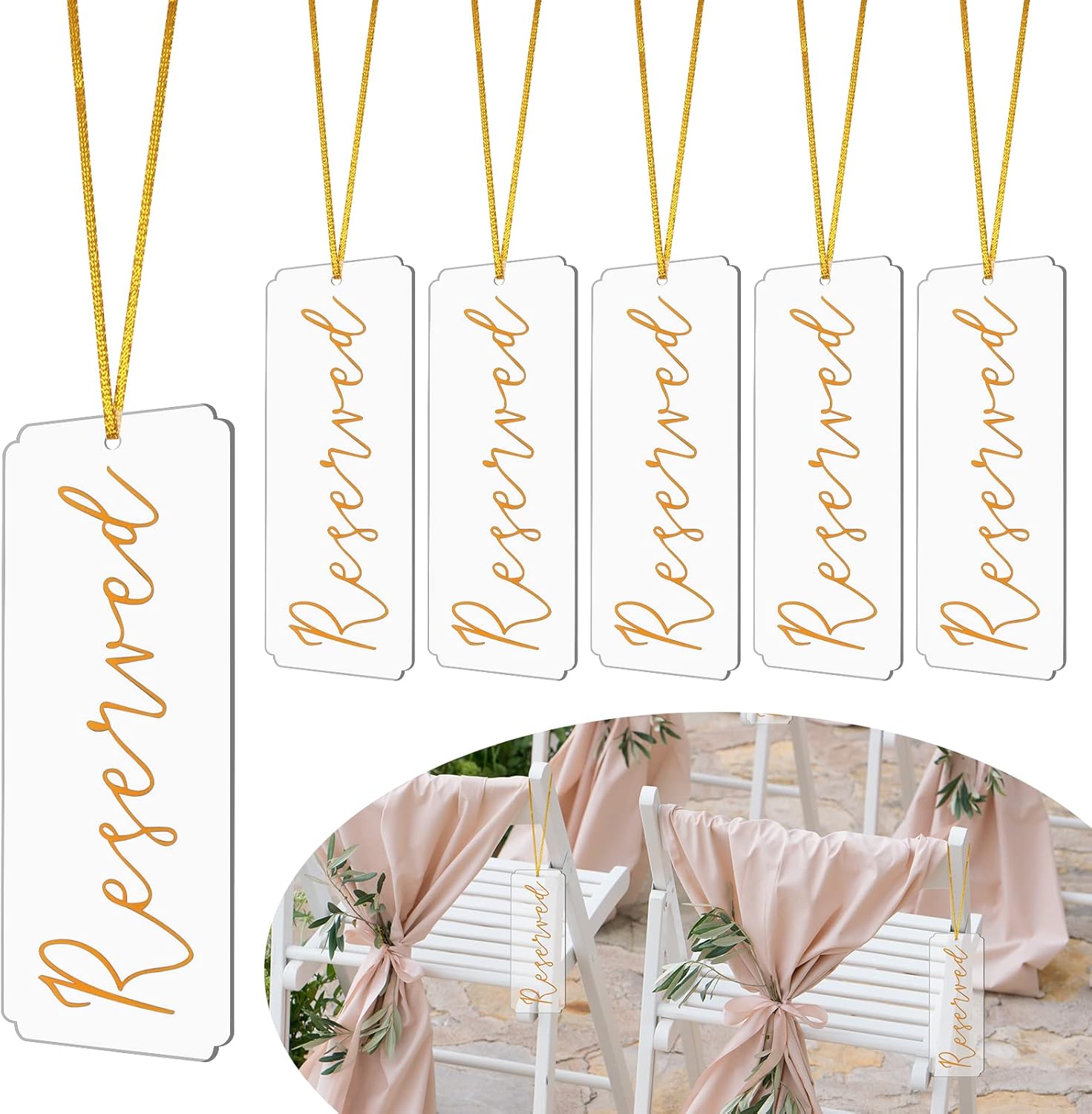 Amazon.com: 6 Piece Set Acrylic Reserved Signs for Wedding Chairs ...