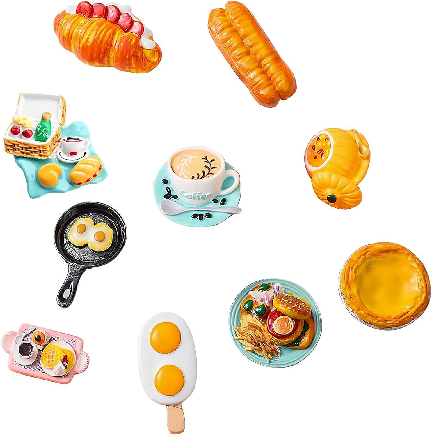 Amazon.com: 10 Pieces Food Magnets 3D Resin Cute Food Magnets Creative ...