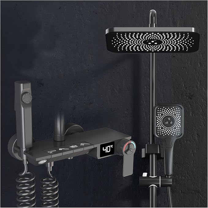 Amazon.com: Thermostatic Shower System, Gun Grey Shower Faucet Set ...