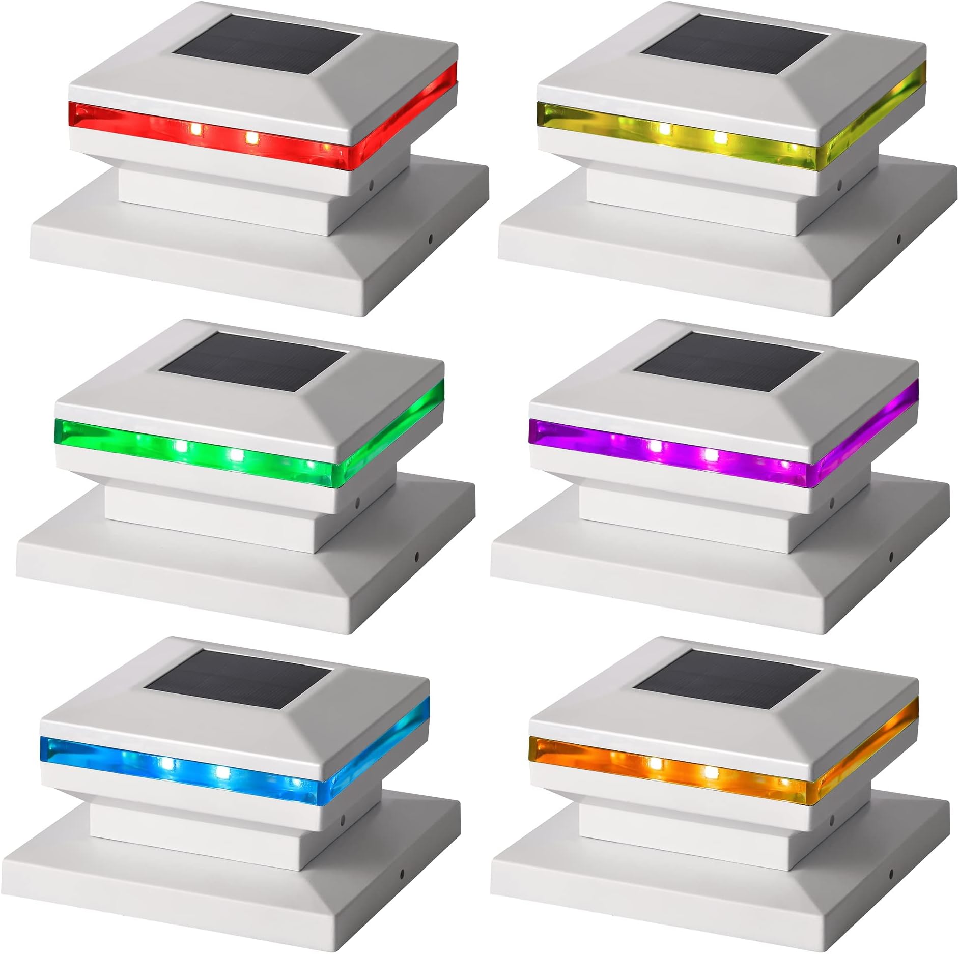 APONUO Solar Post Cap Lights Outdoor, 8 Fixed Colors Lighting/RGB ...
