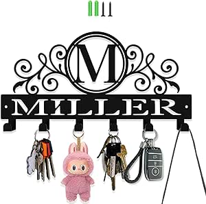 Amazon.com: ShowMtheM Personalized Key Hooks for Wall,Custom Initial ...