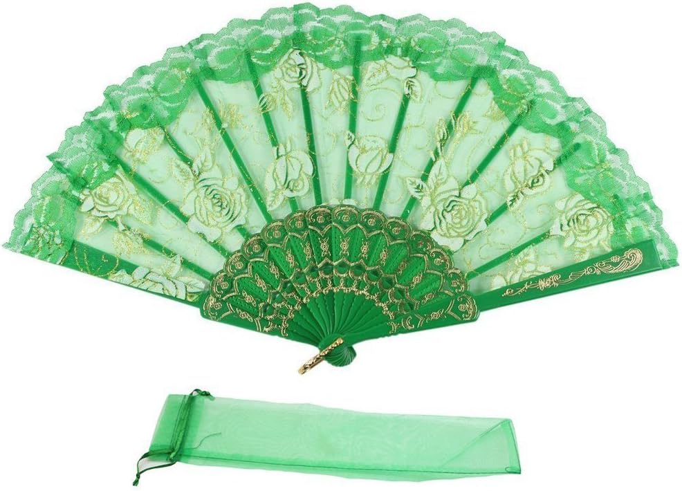 Amazon.com: Newstarfactory Lace Flowers Design Plastic Folding Hand ...